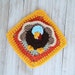 Crochet Turkey Granny Square Pattern, Easy Crochet Thanksgiving Turkey ...