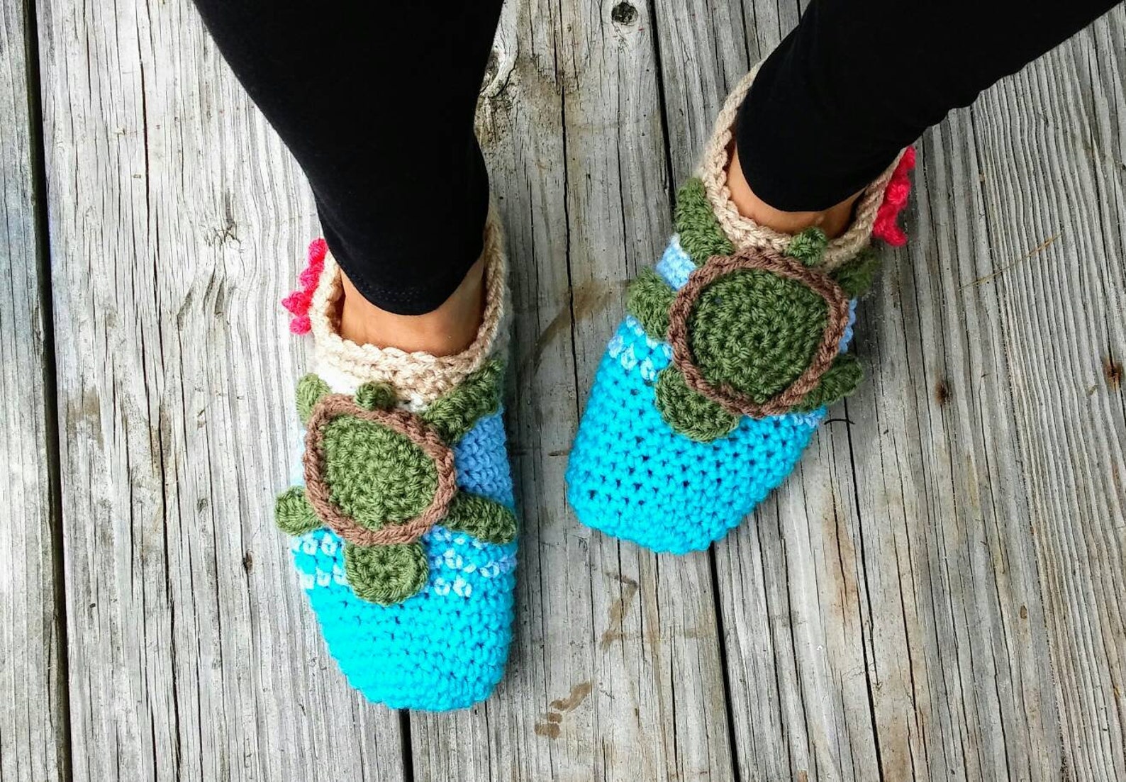 Sea Turtle Slippers Crochet Slipper Pattern for Women Sizes | Etsy