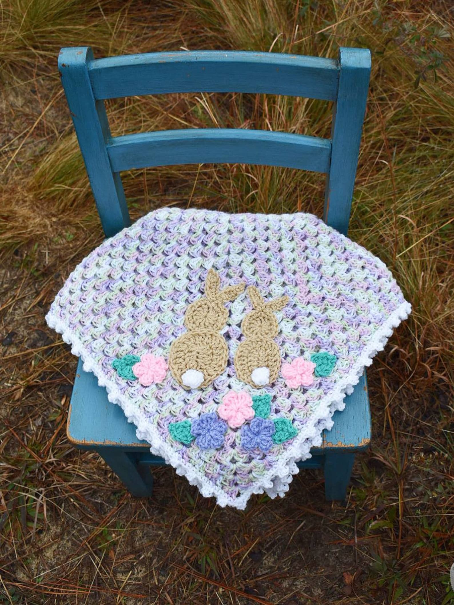 Bunny Rabbit Crochet Pattern, Applique for Baby Blankets, Digital ...