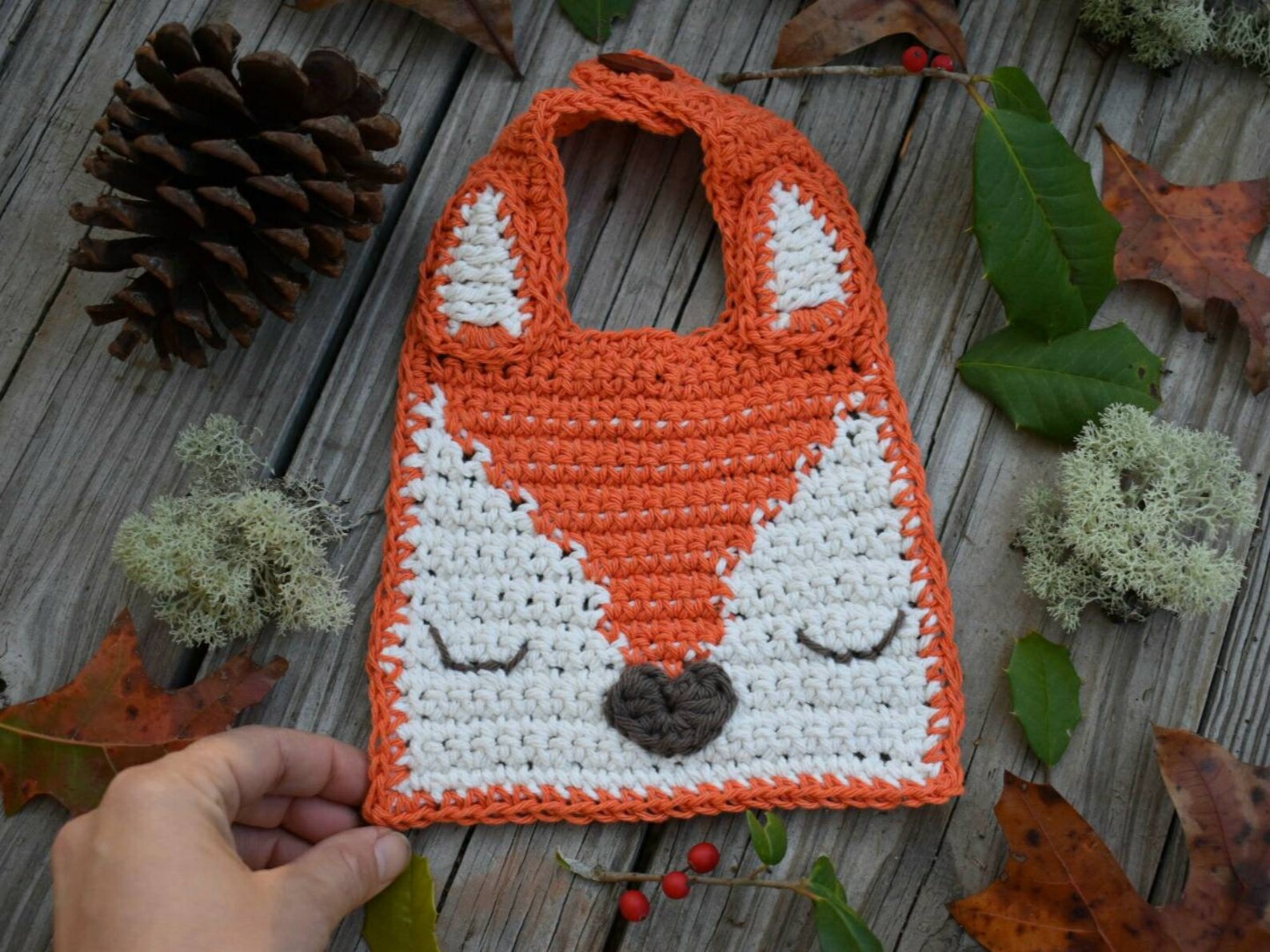 Woodland Fox Baby Bib Crochet Pattern Pdf Pattern Drool Bib - Etsy
