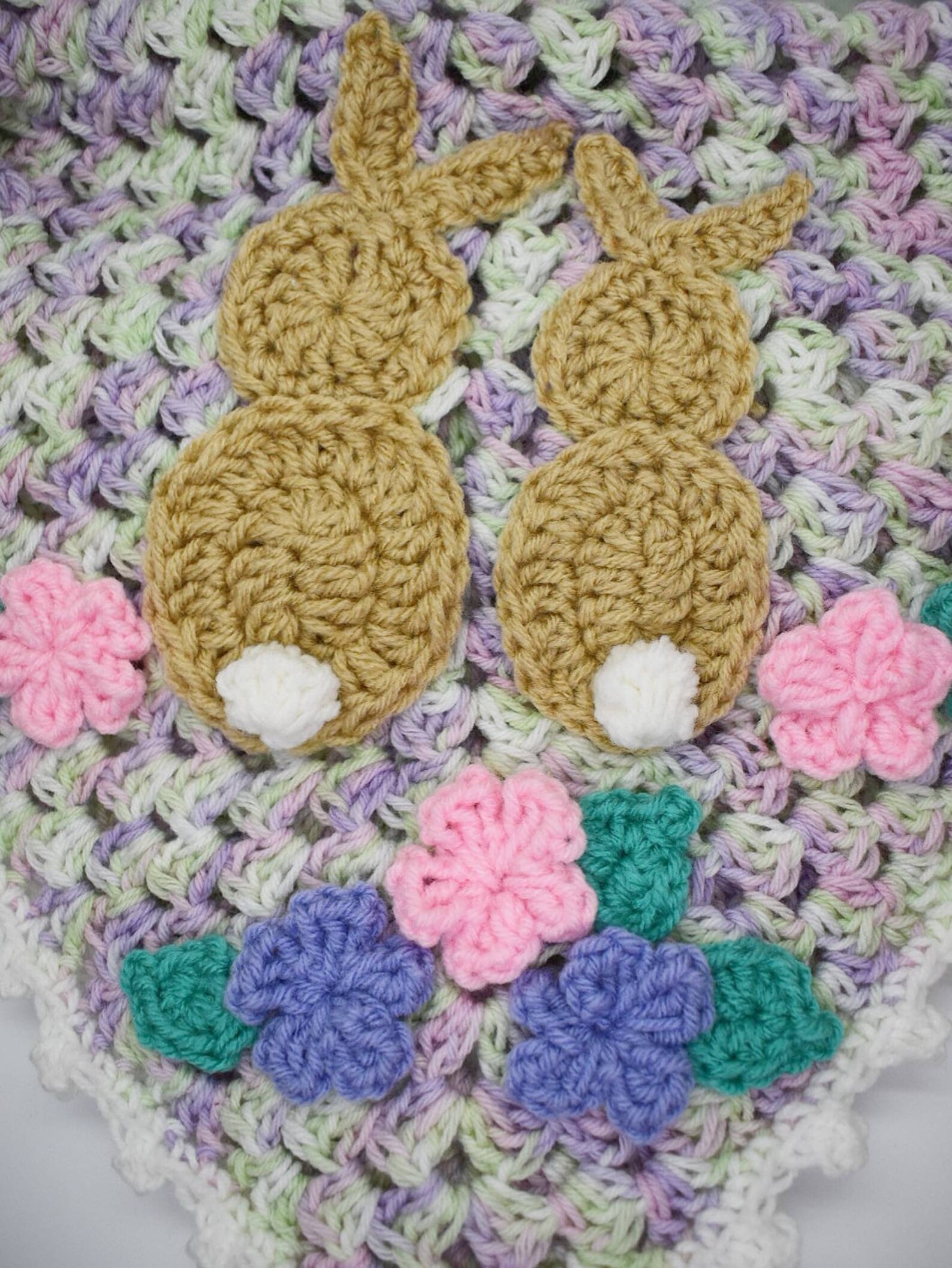 Bunny Rabbit Crochet Pattern, Applique for Baby Blankets, Digital ...