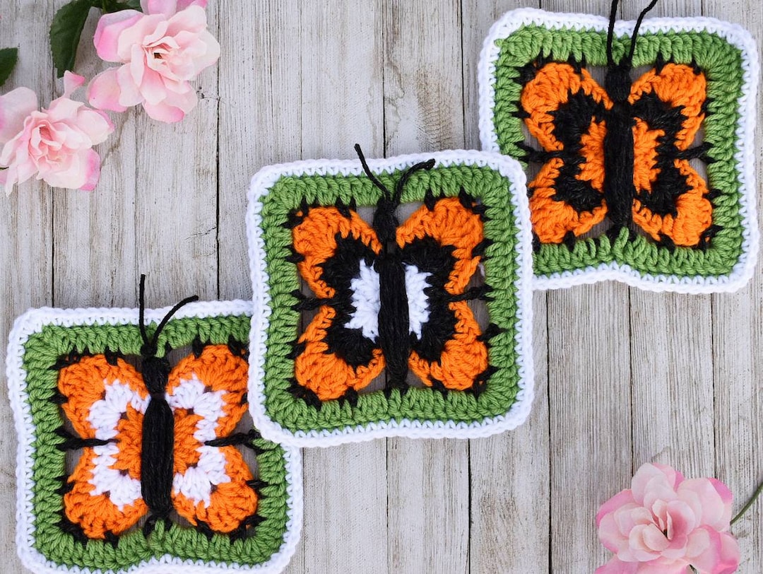 Butterfly Crochet Pattern - Digital Granny Square Crochet Pattern ...