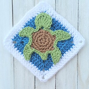 Turtle Granny Square Digital Pattern, Crochet Sea Turtle, Baby Turtle Afghan Block, Instant ...