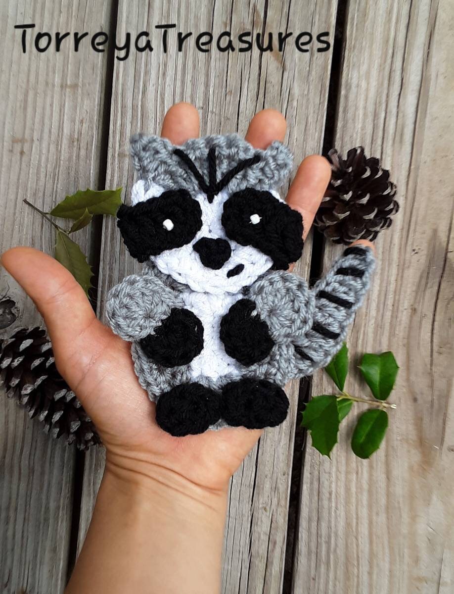Torrey Raccoon applique crochet pattern easy crochet animal | Etsy