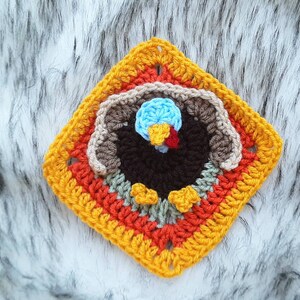 Crochet Turkey Granny Square Pattern, Easy Crochet Thanksgiving Turkey ...