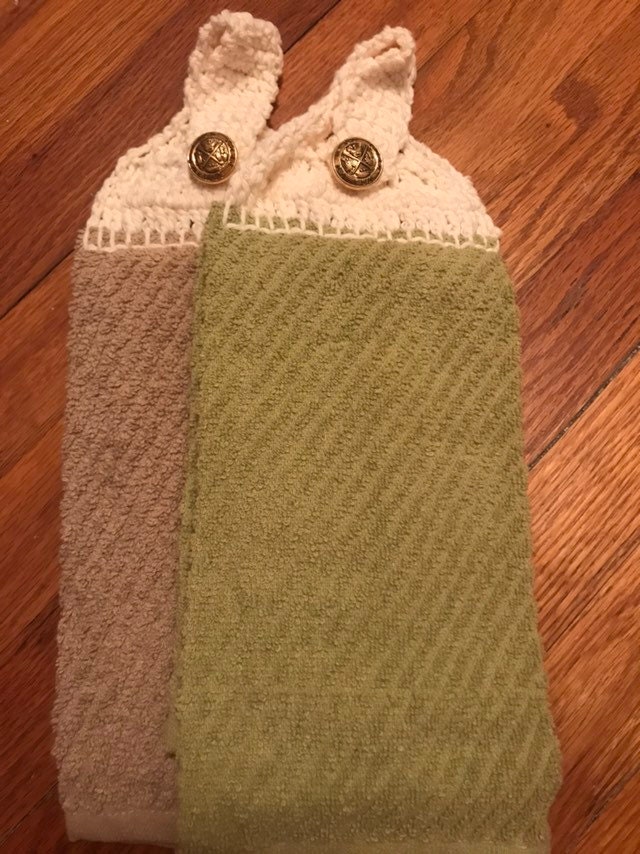 Hanging Kitchen Towels With Button, Hanging Hand Towel, Crochet Top ...