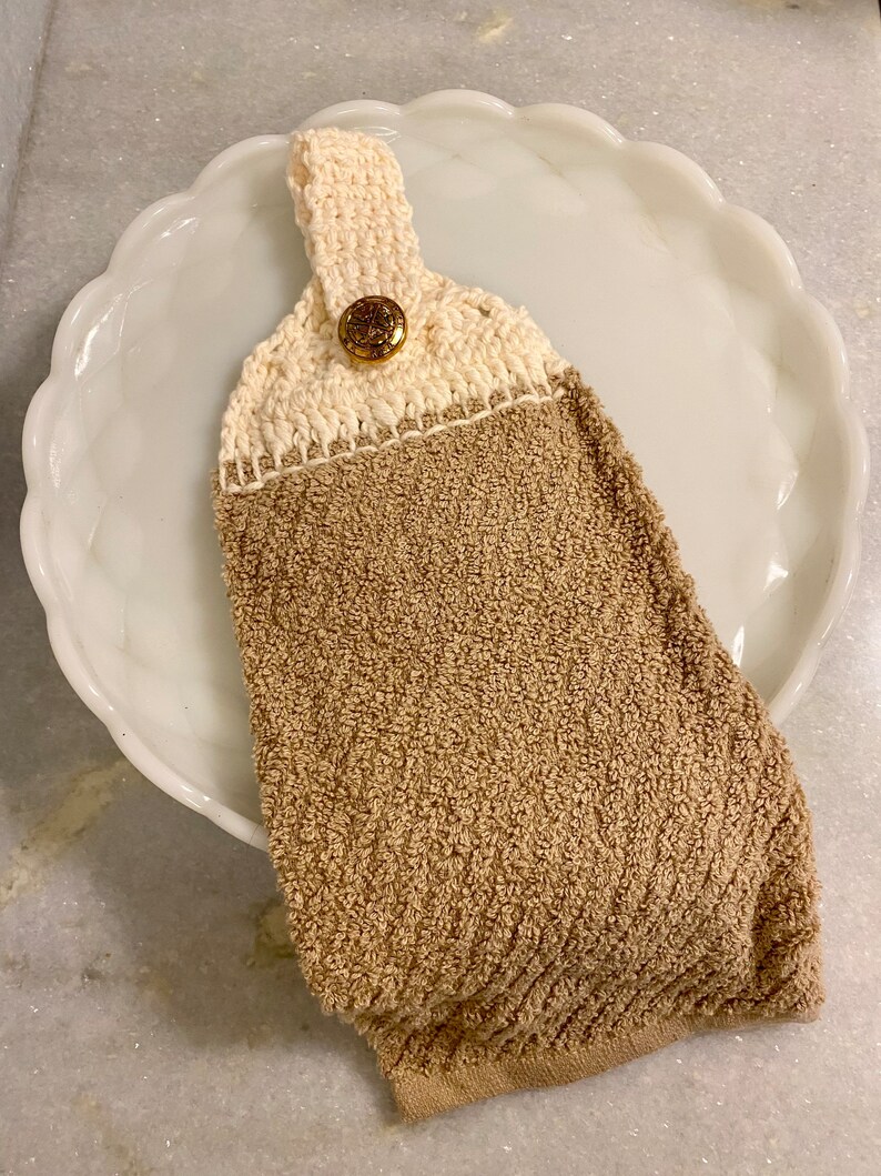 Hanging Kitchen Towels With Button, Hanging Hand Towel, Crochet Top ...