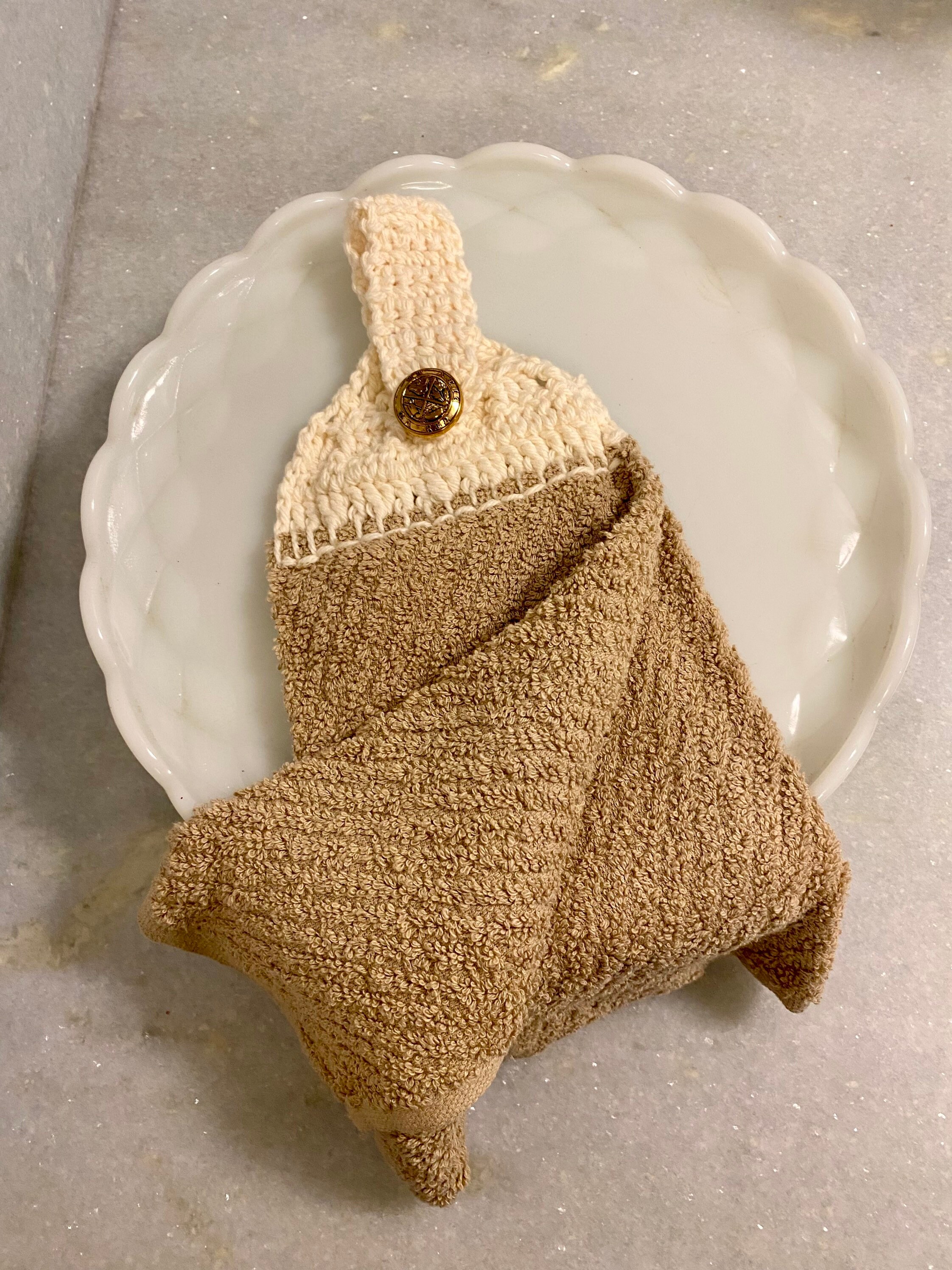 Hanging Kitchen Towels With Button, Hanging Hand Towel, Crochet Top ...