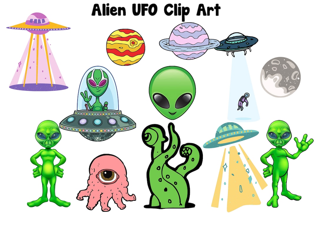 Alien UFO Digital Clip Art Set - PNG Files - Etsy
