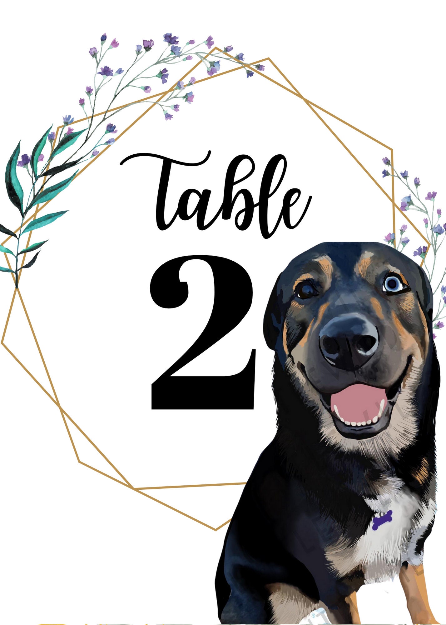 Wedding Table Numbers Printable Table Numbers With Custom Pet | Etsy
