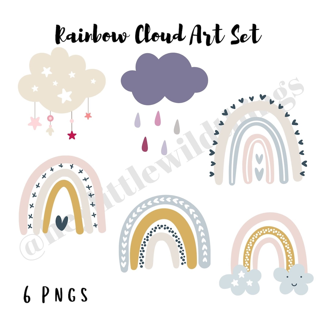 Cute Rainbow Digital Clip Art Set - PNG Files - Etsy