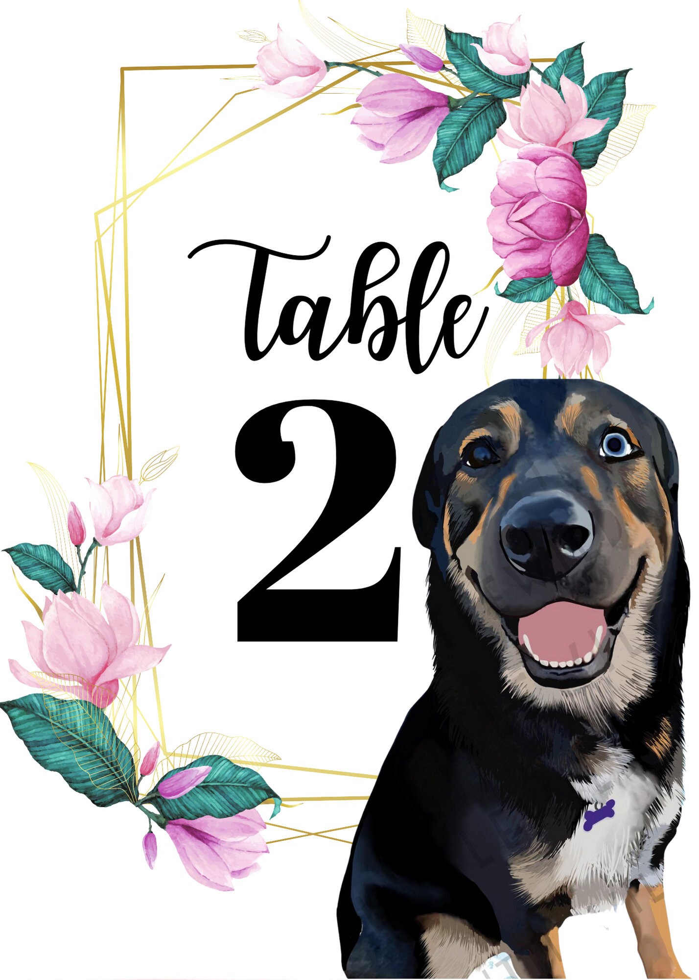 Wedding Table Numbers Printable Table Numbers With Custom Pet | Etsy