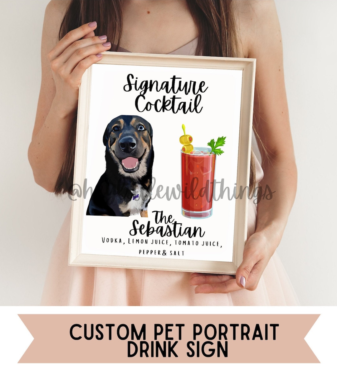 Custom Pet Drink Sign Wedding Sign for Bar Signature Pet Portrait Sign ...
