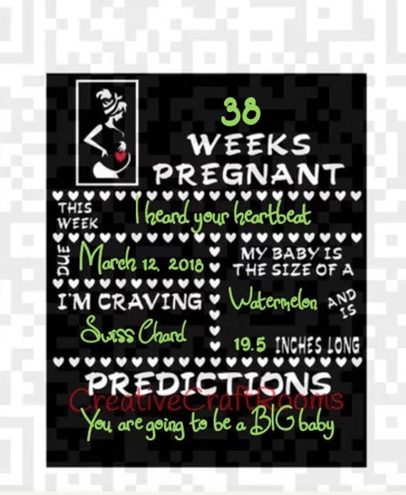 38 Weeks Pregnant Chalkboard