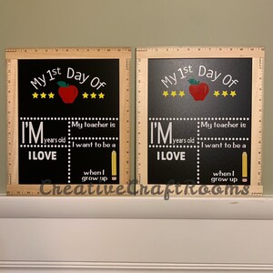 First Day of School Reusable Chalkboard Sign With Ruler Frame - Etsy