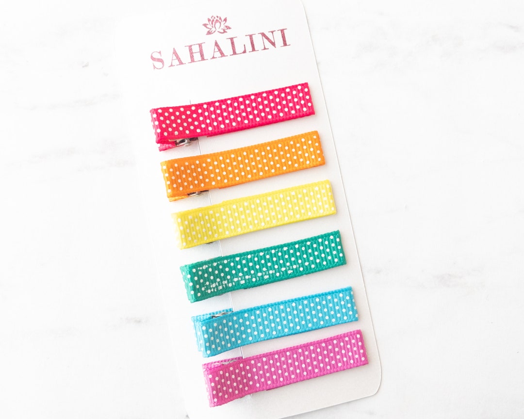 Bright Rainbow Polka Dot Classic Hair Clips Rainbow Set of 6 - Etsy
