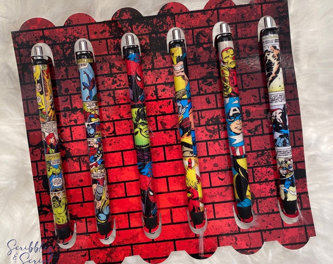 Marvel Inspired Inkjoy Gel Pens / Loki / Captain America / Iron Man ...