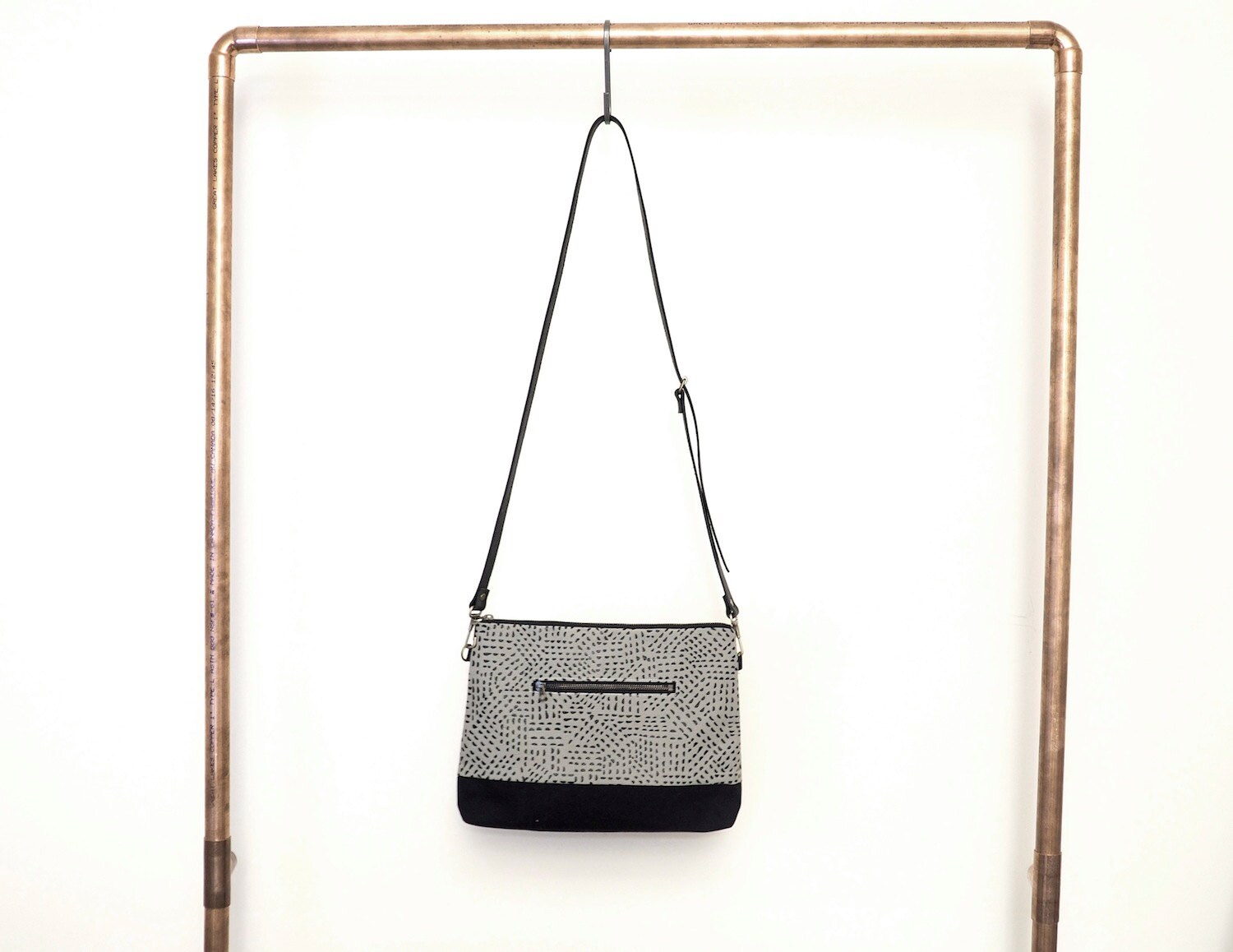 Blaire Crossbody Bag, Dot Black Taupe Side Body Bag, Canvas ...