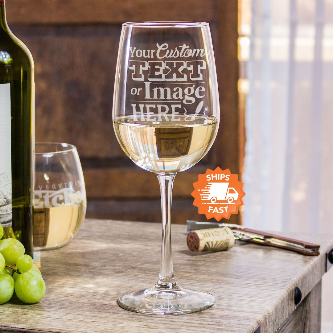 Custom Etched Wine Glasses - Personalize a Glass With Your Text, Logo ...