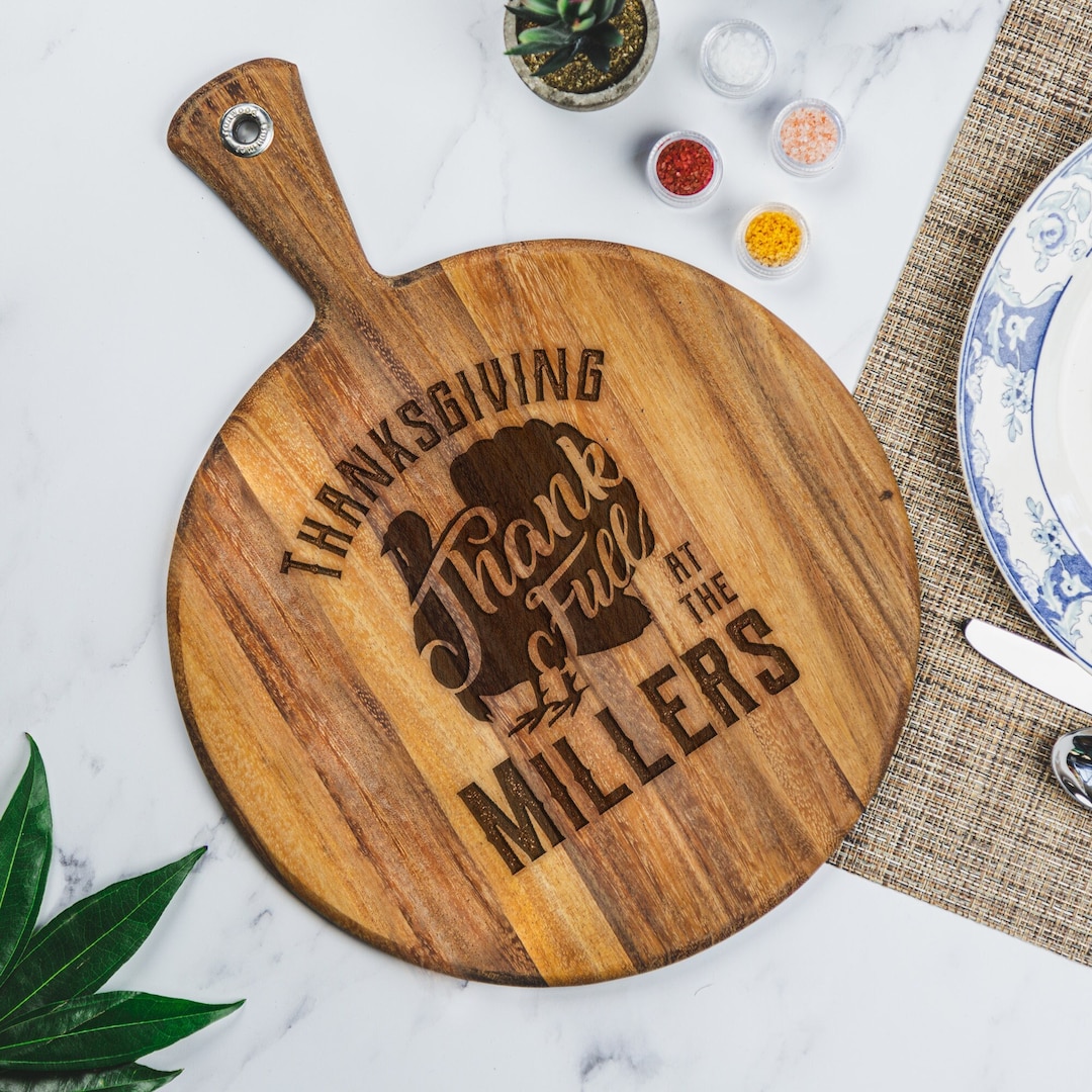 Thanksgiving Cutting Board - Personalized Round Charcuterie Board ...