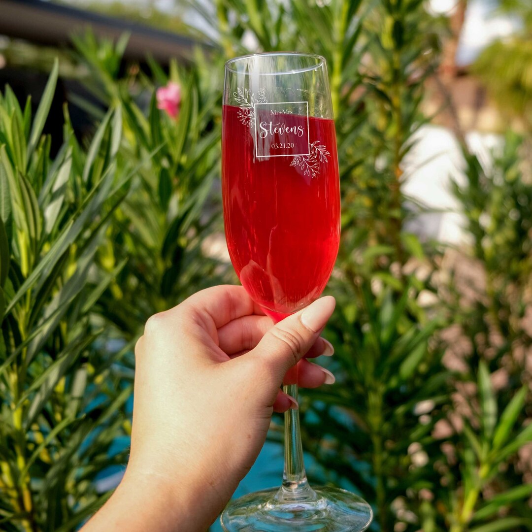 Personalized Champagne Flutes - Etched Toasting Glasses, Wedding ...