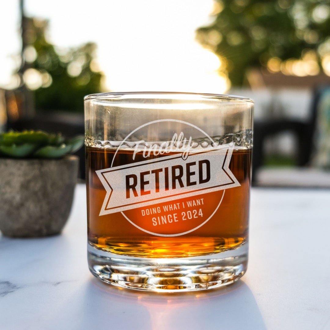 Personalized Retirement Whiskey Glass - Retirement Present, Etched ...