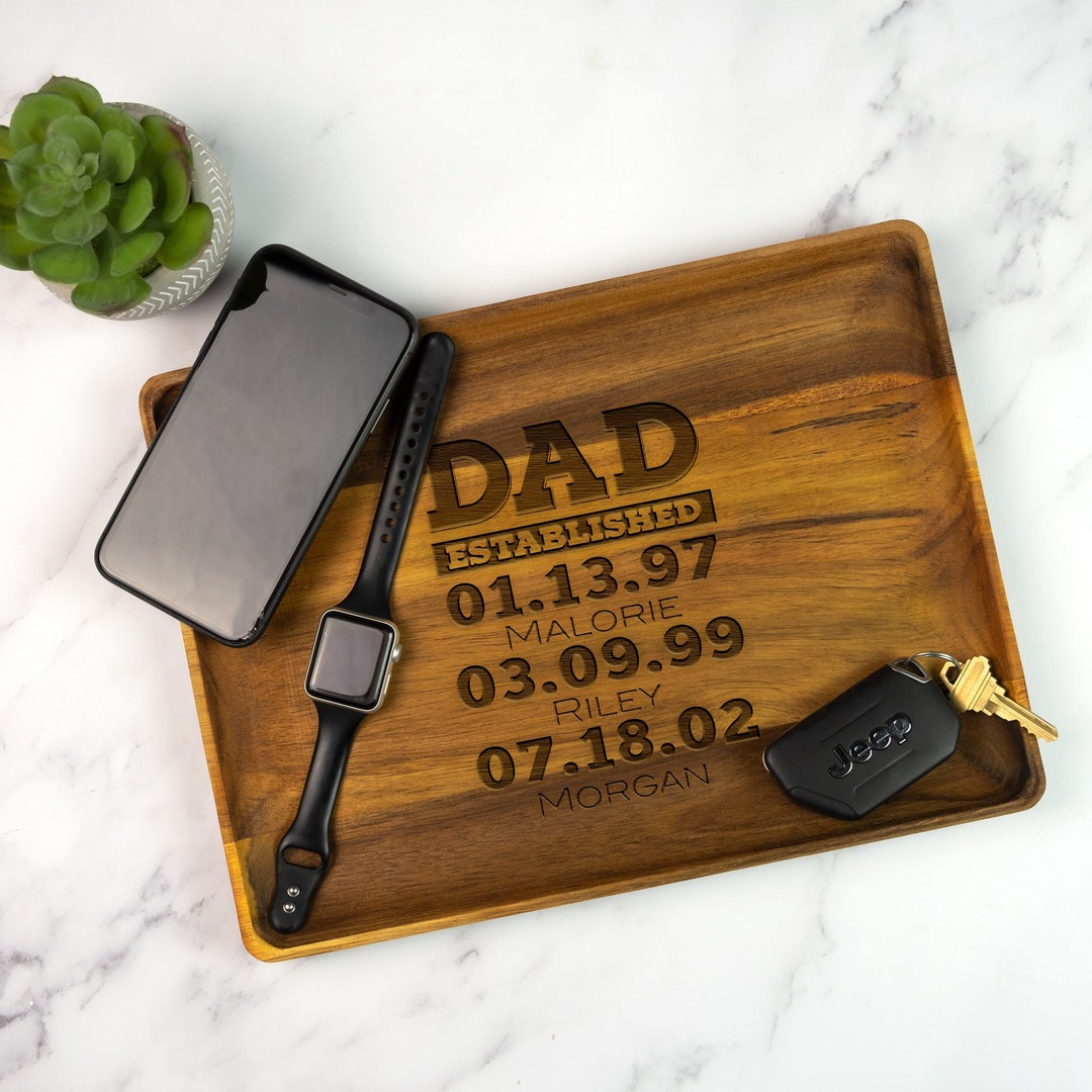 Personalized Tray for Dad Engraved Wood Tray, Key Tray, Valet Tray ...