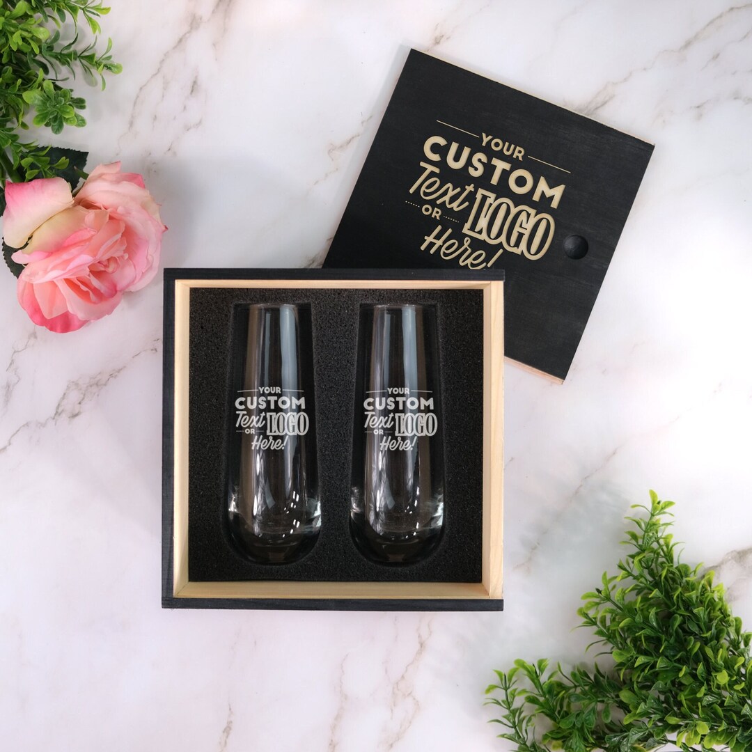 Custom Champagne Gift Set - Engraved Gift Box and Champagne Glasses ...