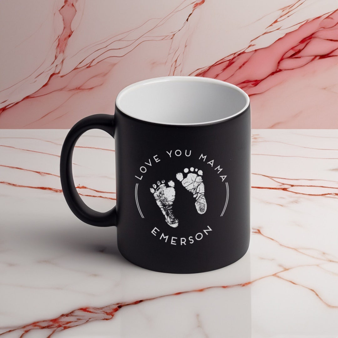 Custom Baby Footprint Coffee Mug, First Time Mom or Dad Gift ...