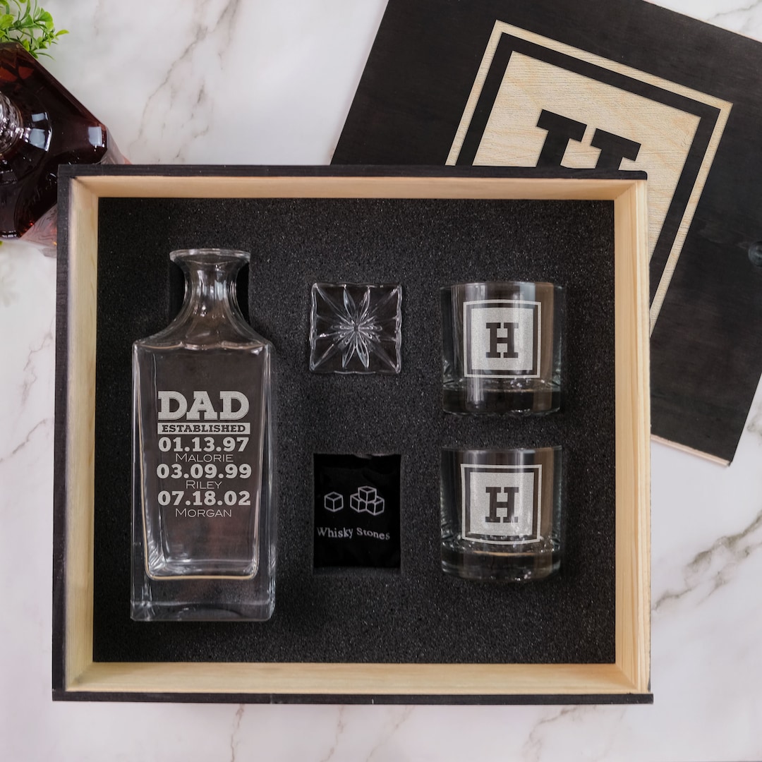 Personalized Gift Set for Dad Engraved Gift Box, Dad Established ...