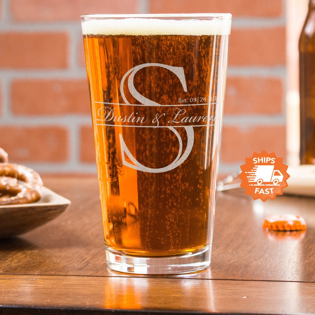 Beer Glass Etched With Your Initial - Personalized Pint Glasses ...
