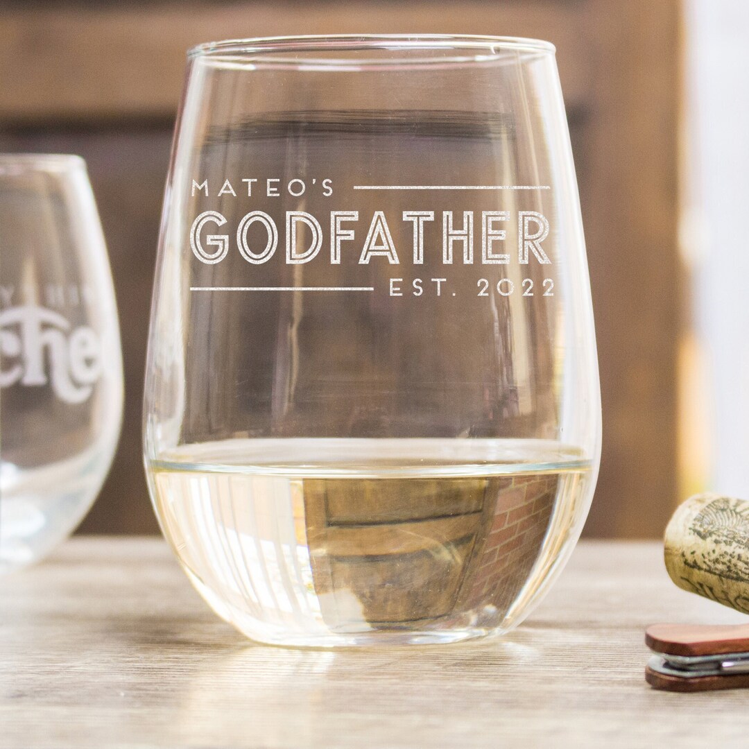 Personalized Godfather Stemless Wine Glass - Engraved Wine Glass for ...