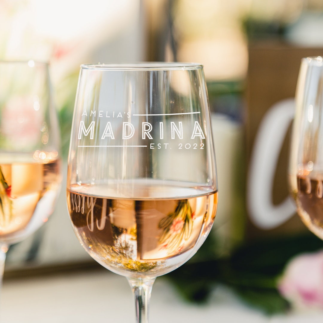 Personalized Madrina Wine Glass, Etched Wine Glass for a Baptism Gift ...