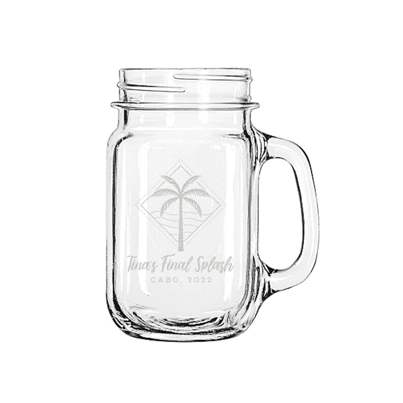 Personalized Palm Tree Mason Jar - Custom Text, Beach Themed Glass for ...