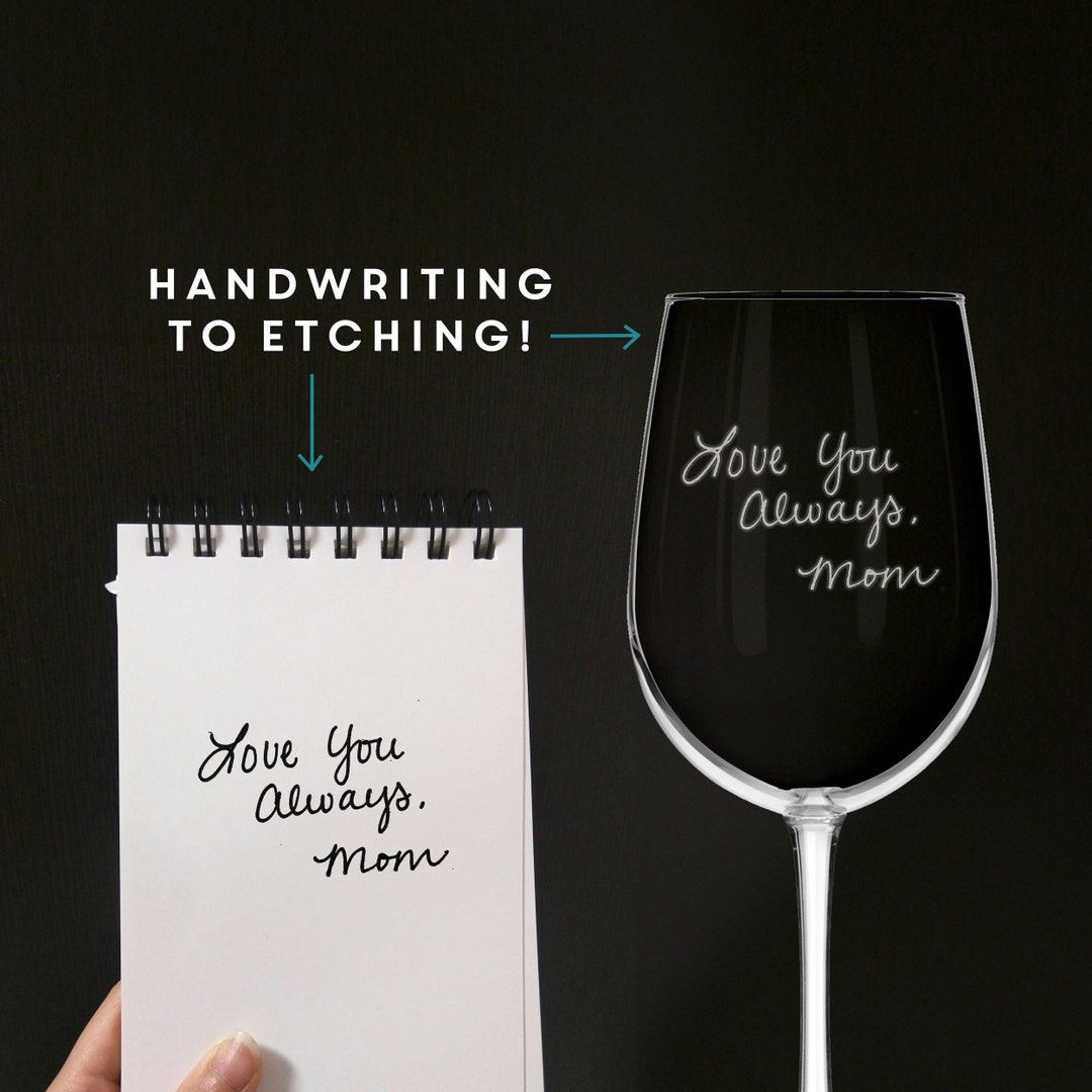 Handwritten Message Wine Glass | Custom Wine Glass With Handwriting ...