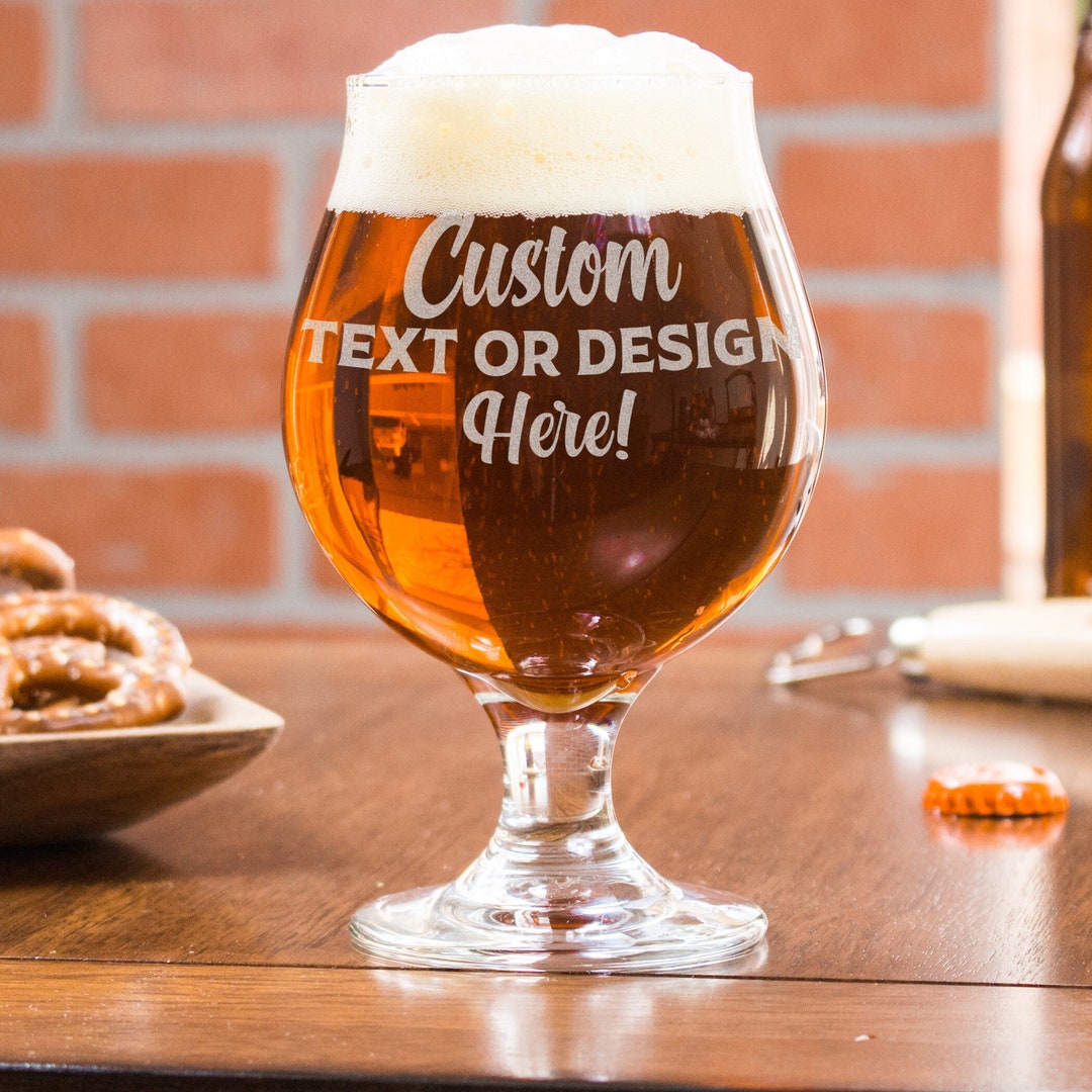 Custom Beer Tulip Glass- Personalized and Engraved Stemmed Beer Glass ...