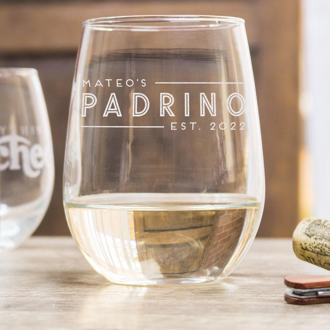 Personalized Padrino Wine Glass, Padrino Stemless Wine Glass, Regalo ...