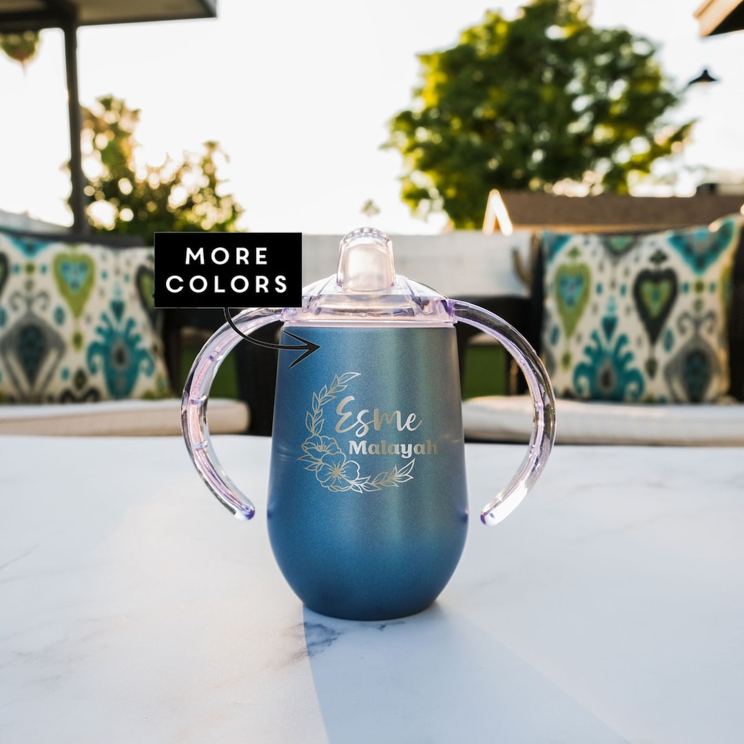 Personalized Floral Sippy Cup | Toddler Cup Engraved With Name | Sippy ...