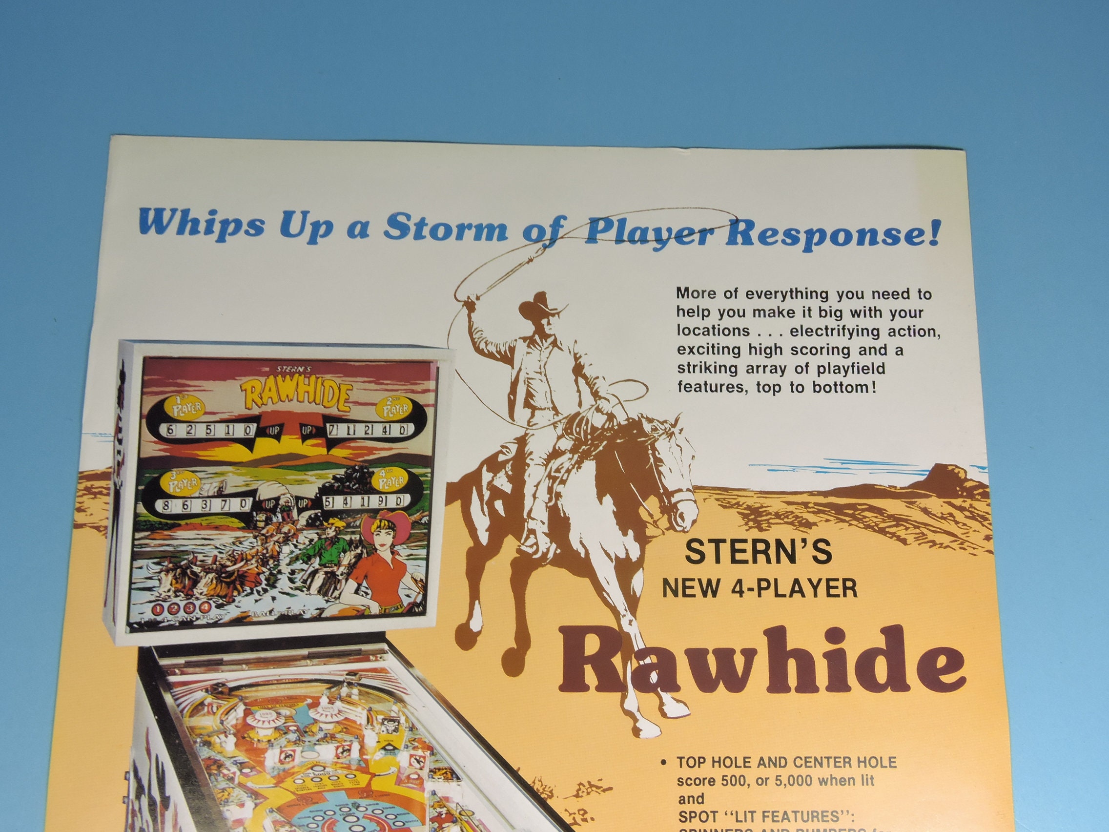1977 Stern RAWHIDE Pinball Machine Flyer Original Flyer - Etsy