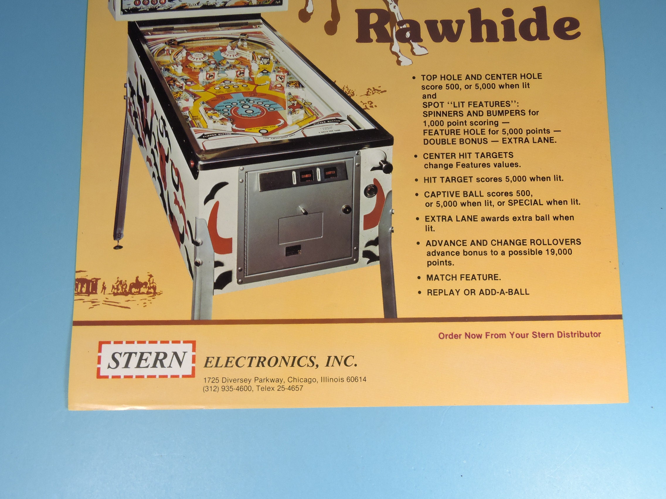 1977 Stern RAWHIDE Pinball Machine Flyer Original Flyer - Etsy Canada
