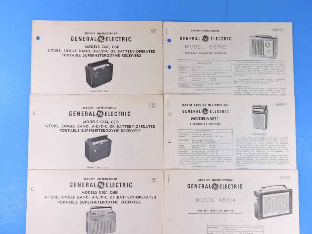 Vintage 1950's General Electric Transistor Radio Service Manuals ...