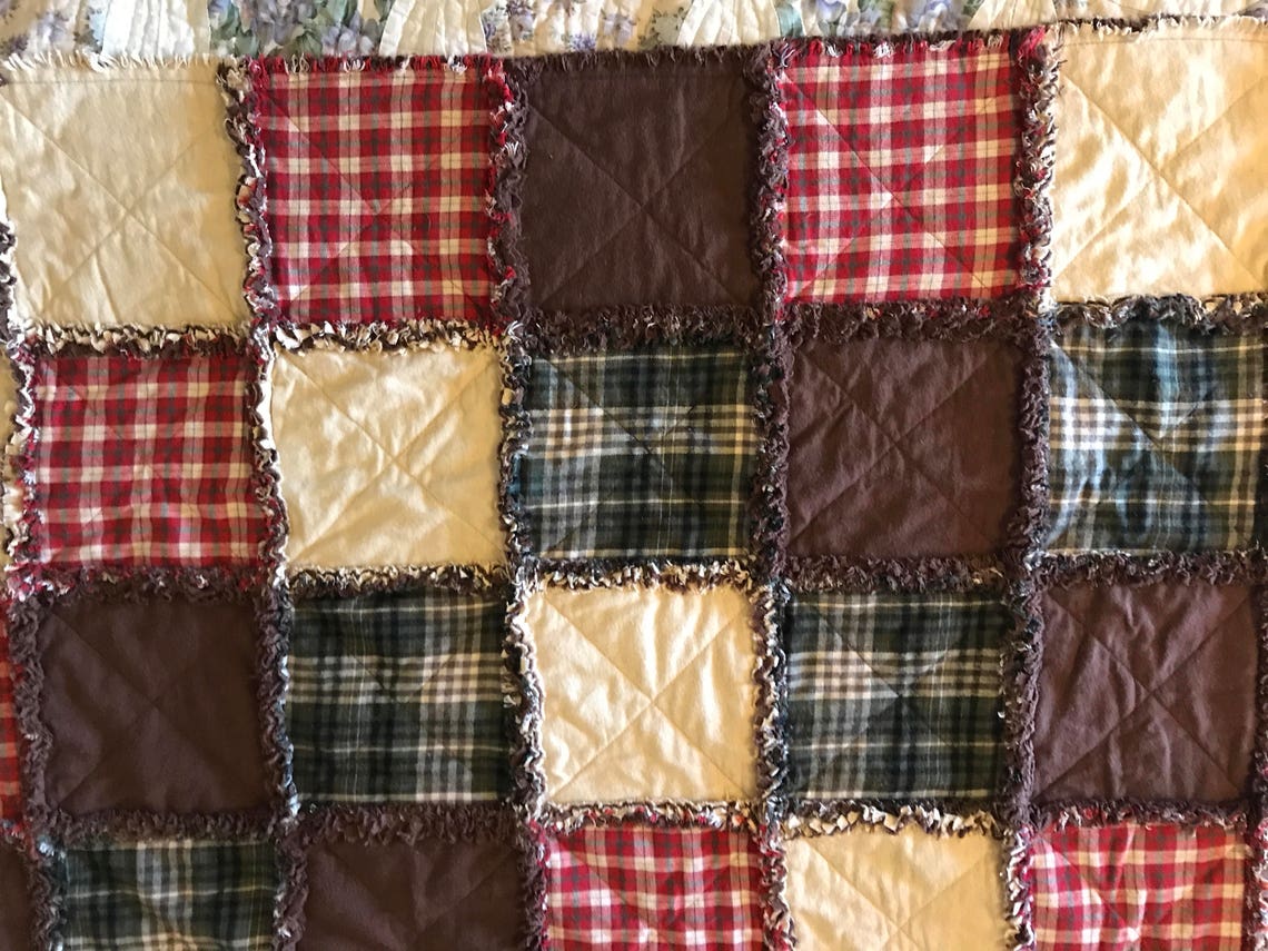 Lodge Look Baby Rag Quilt, in Green Plaid, Tan, Red Plaid, and Brown ...