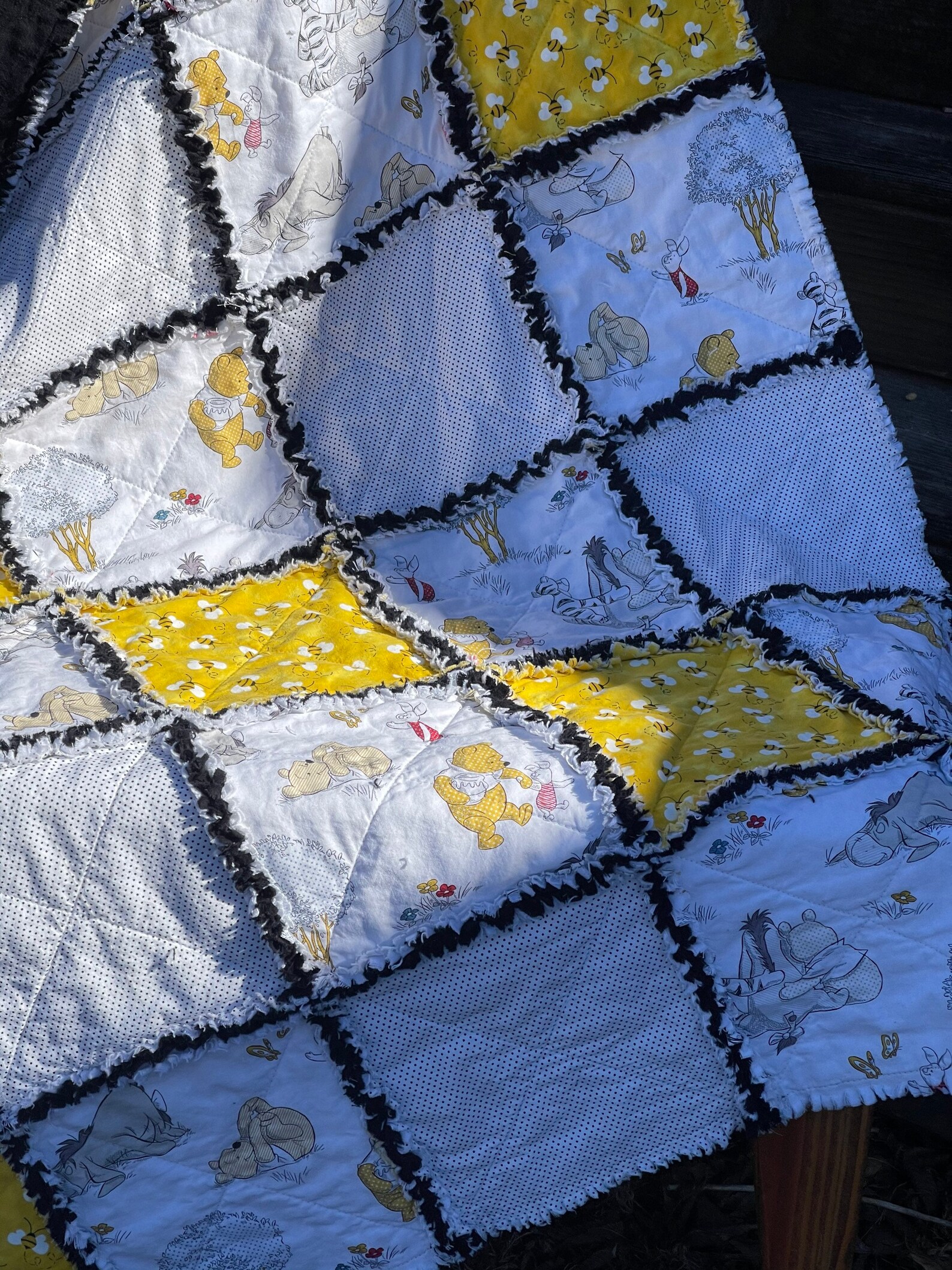 Winnie the Pooh Baby Rag Quilt, in pooh Togetherish Fabric With Bumble ...