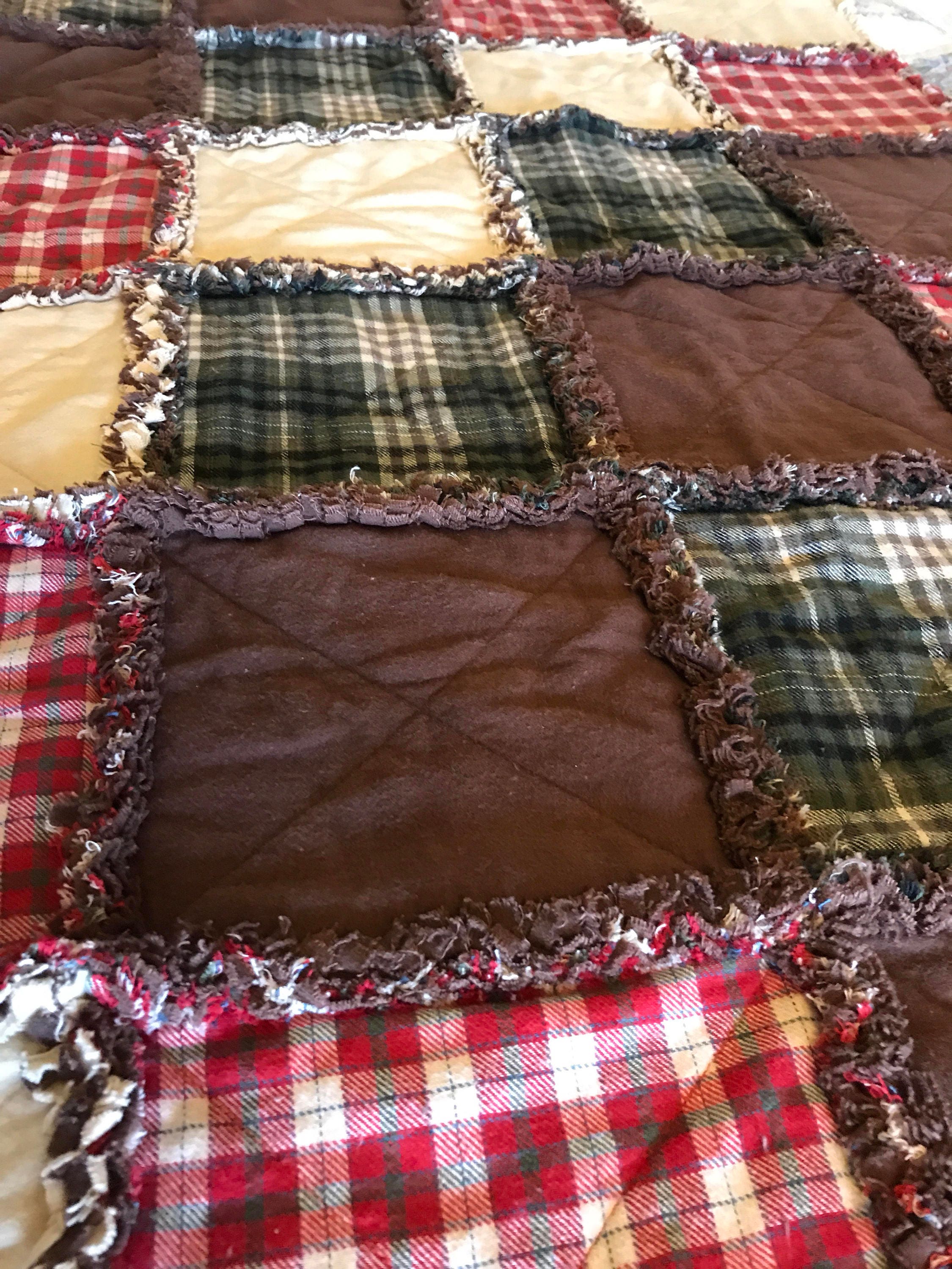 Lodge Look Baby Rag Quilt, in Green Plaid, Tan, Red Plaid, and Brown ...