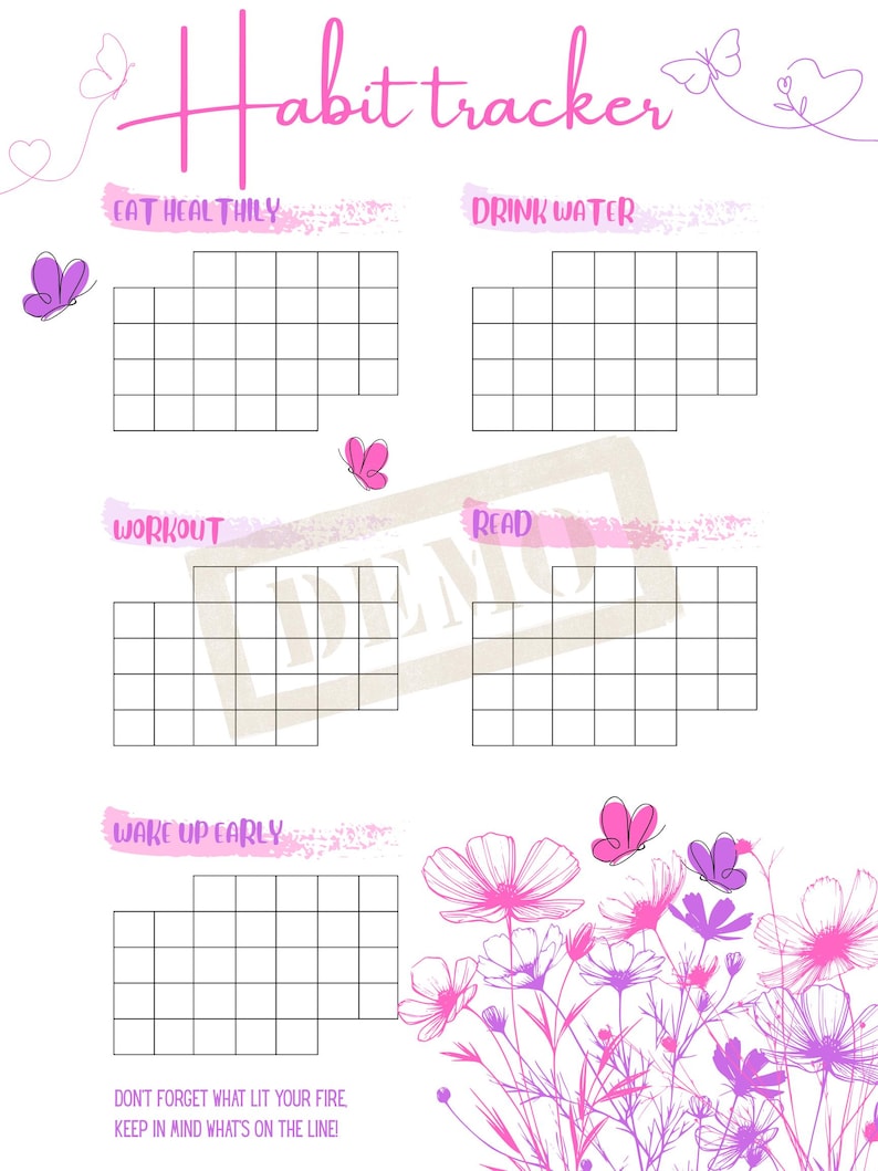 Pink & Purple Habit Tracker Printable | Cute Digital Download ...