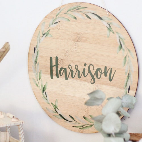 Custom Wood Nursery Name Sign Personalised Wood Gold Mirror - Etsy ...
