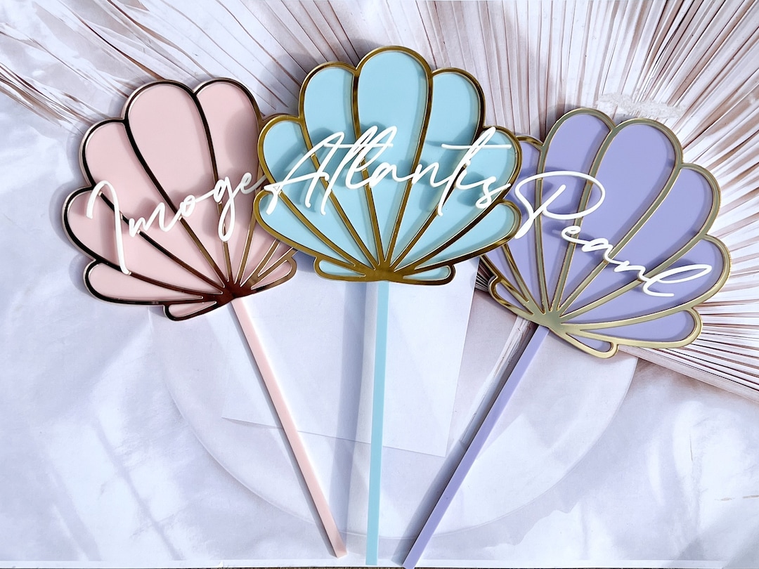 Mermaid Shell Cake Topper | Shell Cake Topper | Birthday | Personalised ...