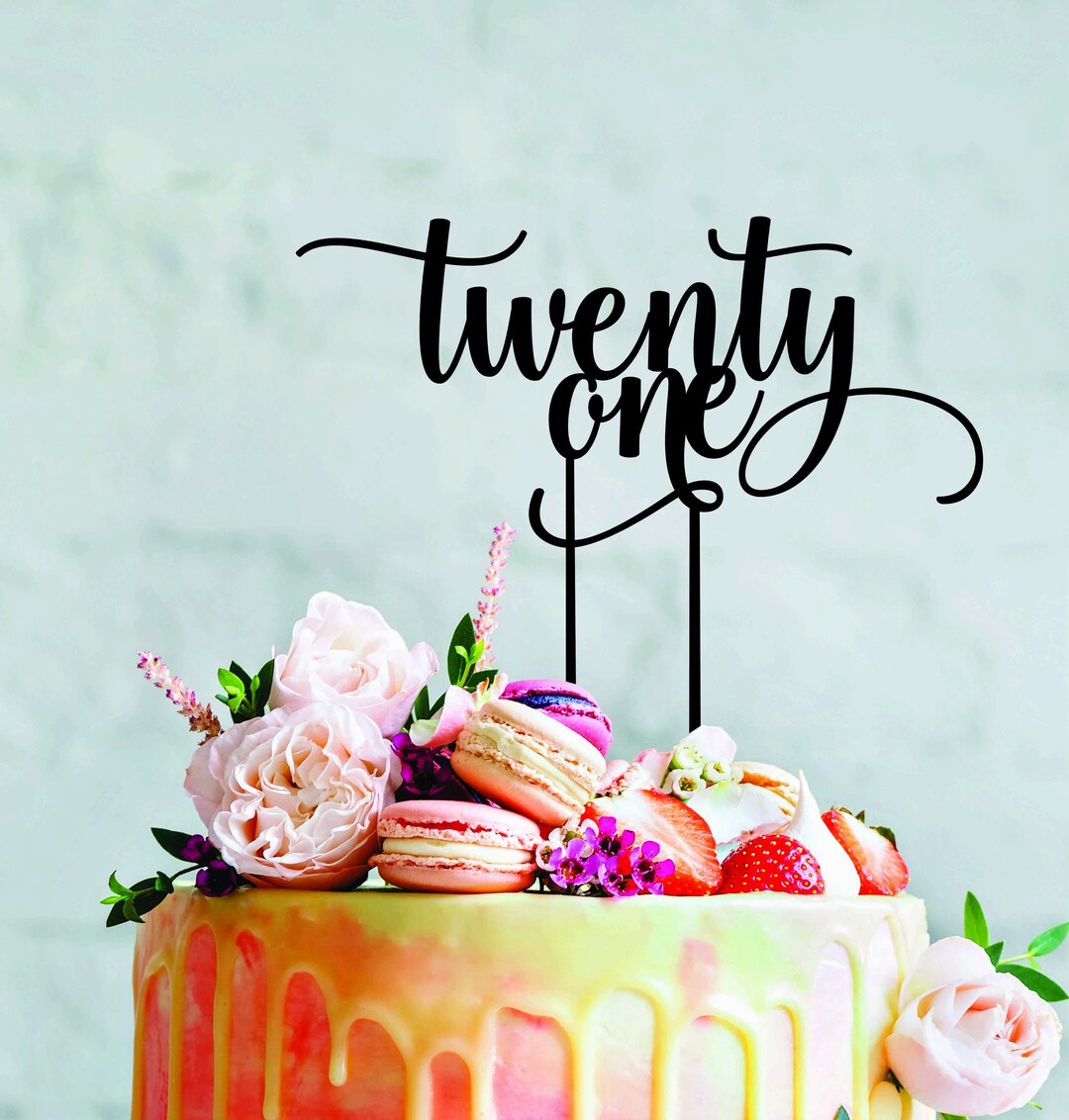 Cake Topper 21st 21 Age 21 Twenty One Year Birthday - Wood Wooden ...