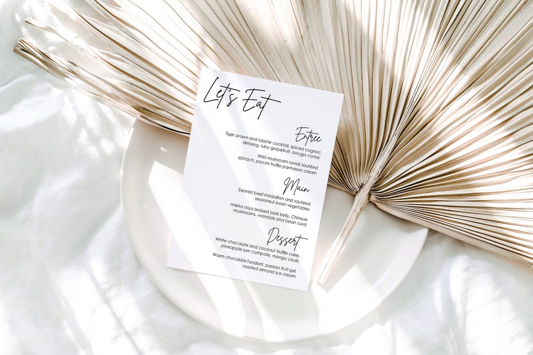 Wedding Menu Acrylic Sign | Wedding Table Menu | Personalised Wedding ...