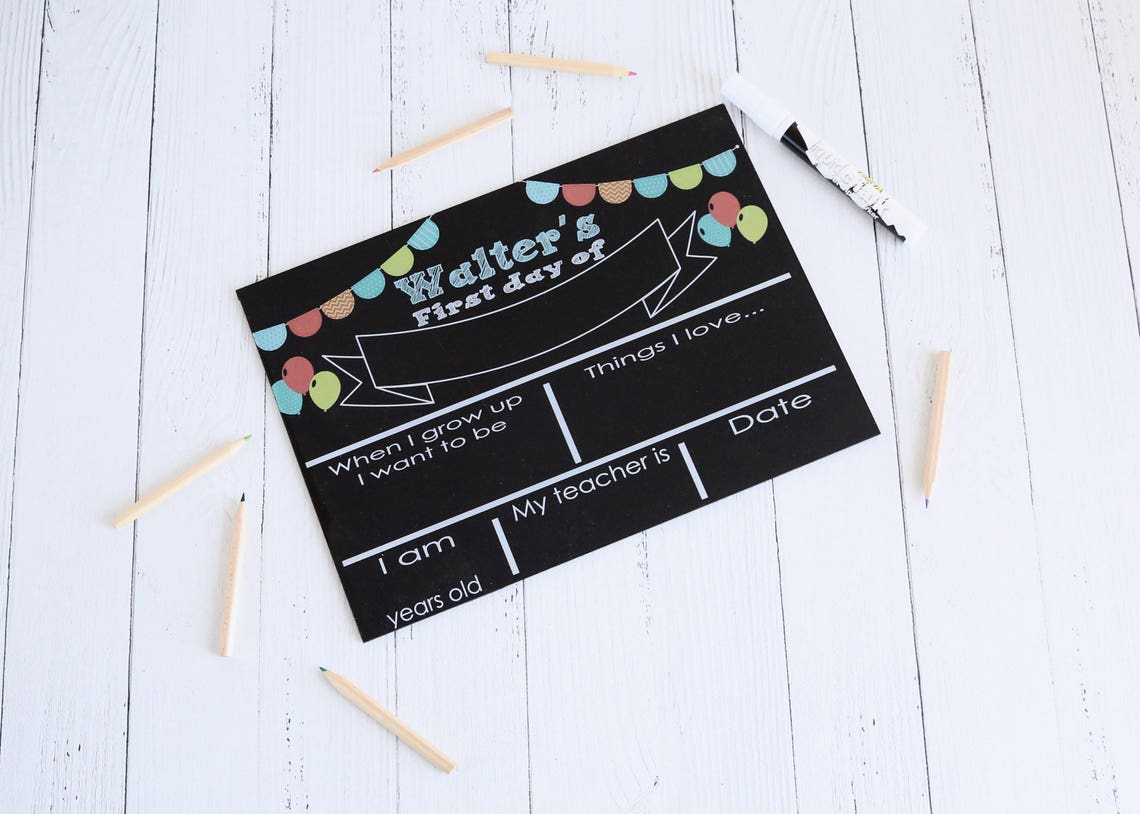 First Day of School Personalised Resalable Chalkboard Sign | Etsy